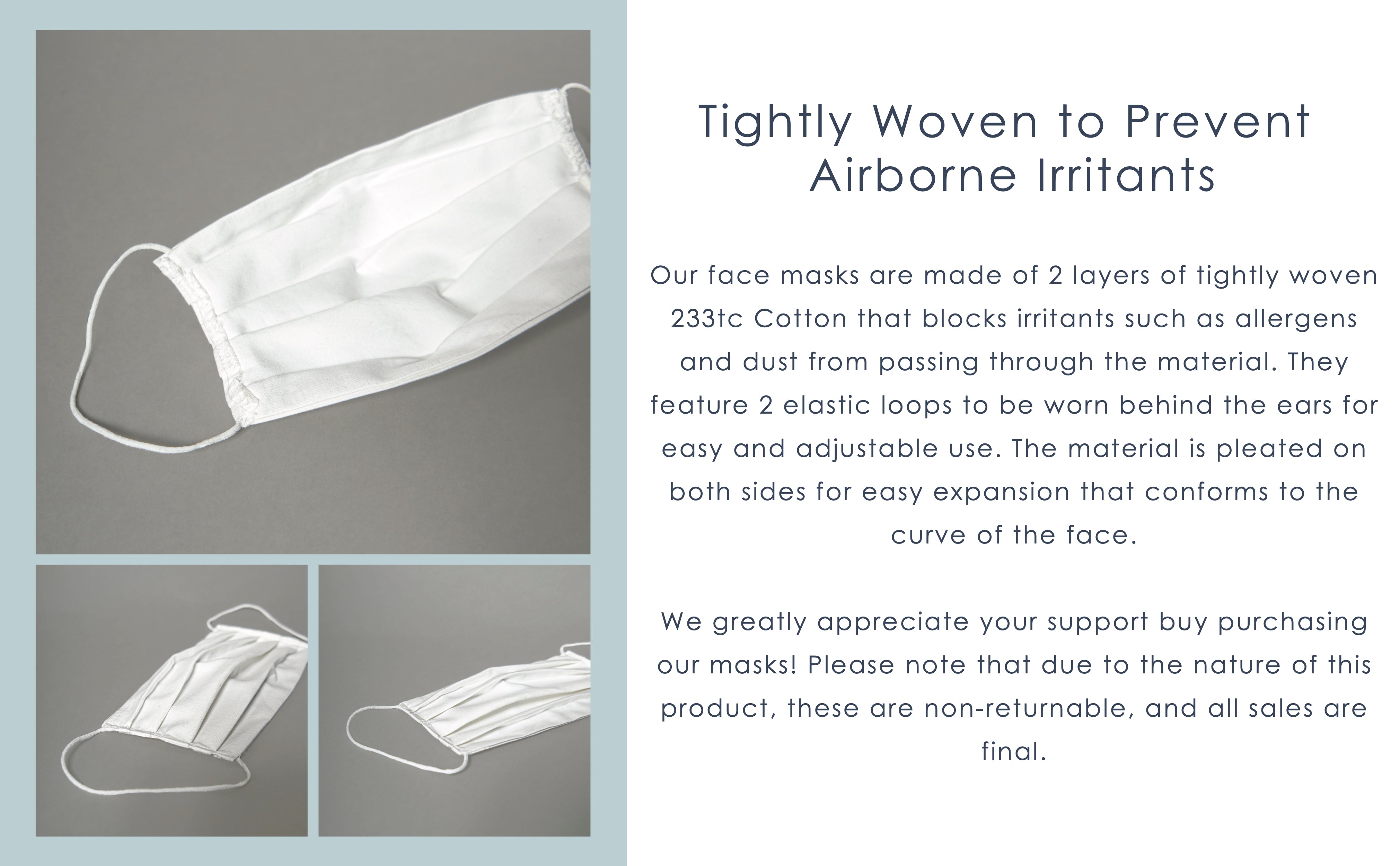 Protective Face Mask: Allergen Barrier Comfortable Face Mask – DownLinens